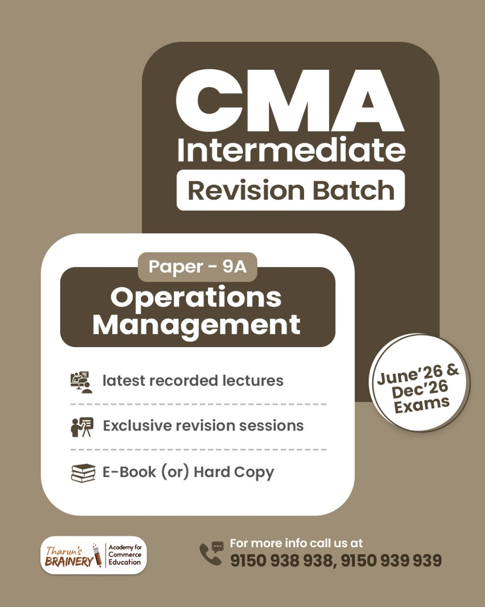 CMA Intermediate - Operations Management - Revision Batch
